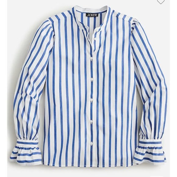 J. Crew | Tops | Jcrew Longsleeve Buttonup With Ruffle Cuffs Xs | Poshmark